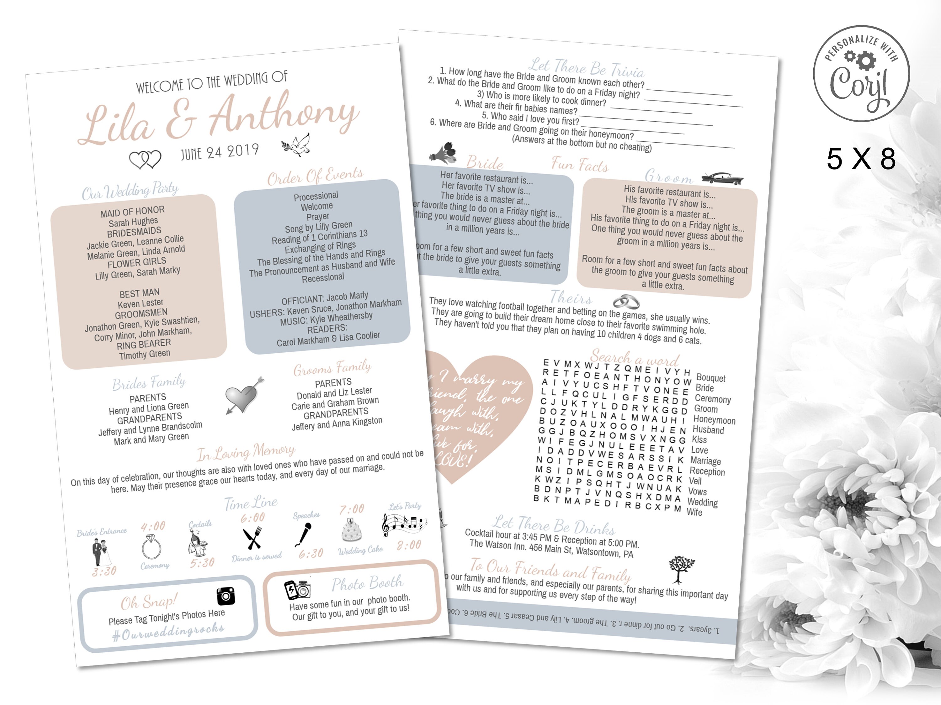 Wedding Program Template, Fun Infographic Wedding Program Timeline ...