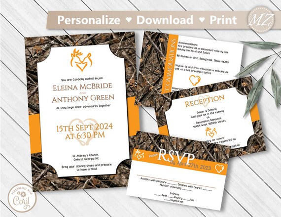 Camo Wedding Invitations Printable Best Camo Wedding Invitations