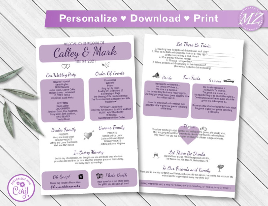 Fun Infographic Wedding Program Template, Infographic Event, Ceremony ...