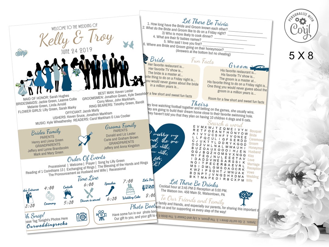 Fun Wedding Program Template 5x7 > DEMO!! Bridal Party Silhouettes in ...