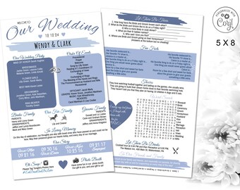 Fun Infographic Wedding Program Template 5x8 2sides Wedding | Etsy