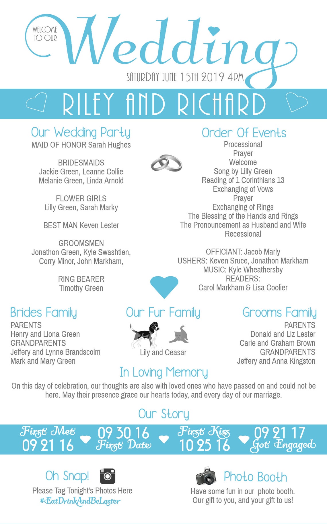 Customizable & Recolorable Wedding Program Infographic - Etsy