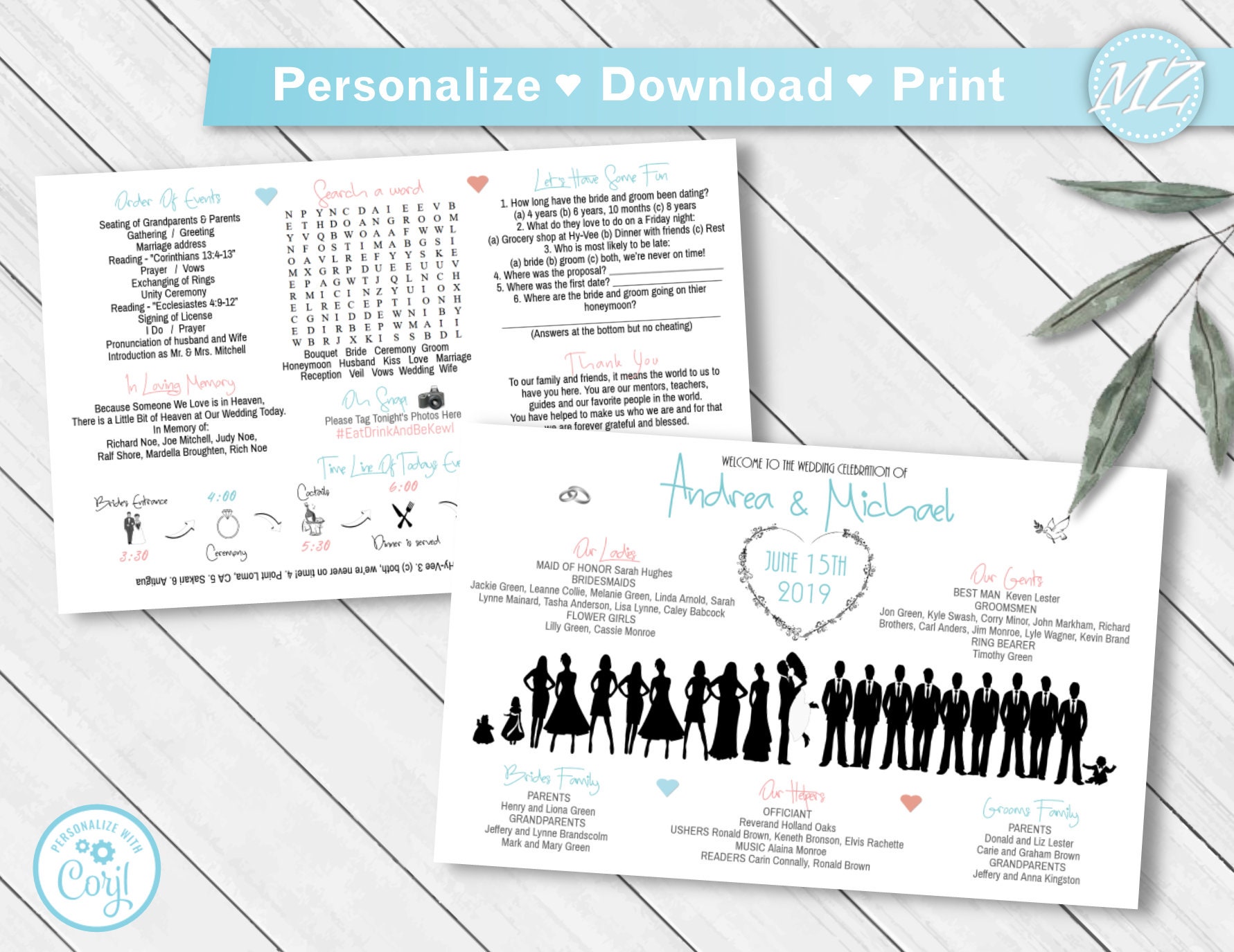 Wedding Party Silhouette Program