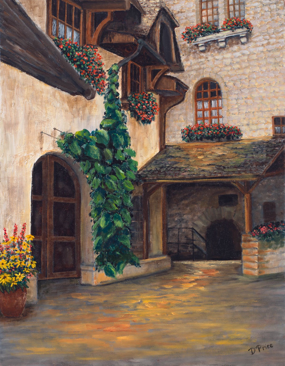 Rustic Swiss Village Limited Edition Giclee of Original Oil on Canvas ...