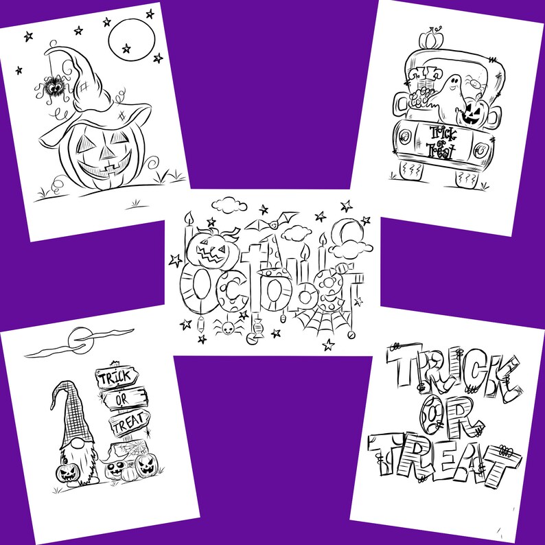 Halloween Coloring Pages (digital Coloring Book) - Etsy
