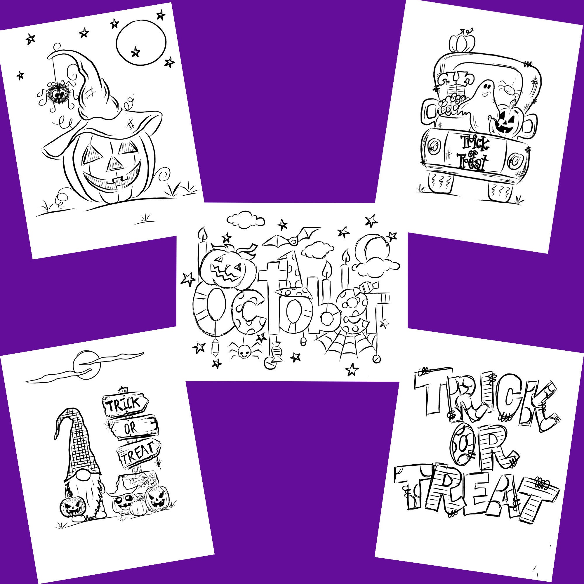 Halloween Coloring Pages (digital Coloring Book) - Etsy
