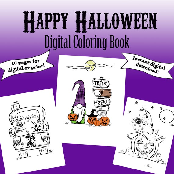 Halloween Coloring Pages digital Coloring Book | Etsy