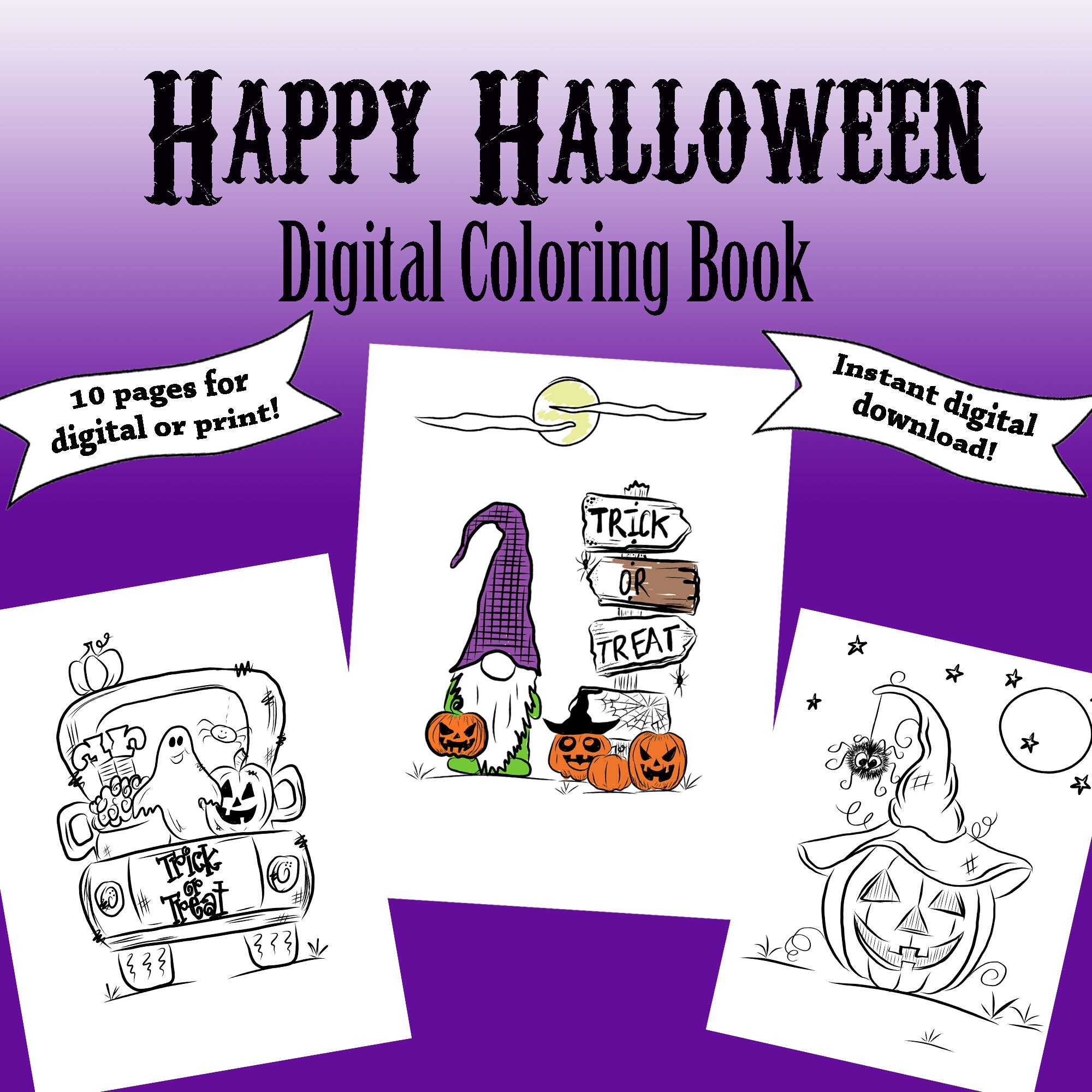 Halloween Coloring Pages (digital Coloring Book) - Etsy