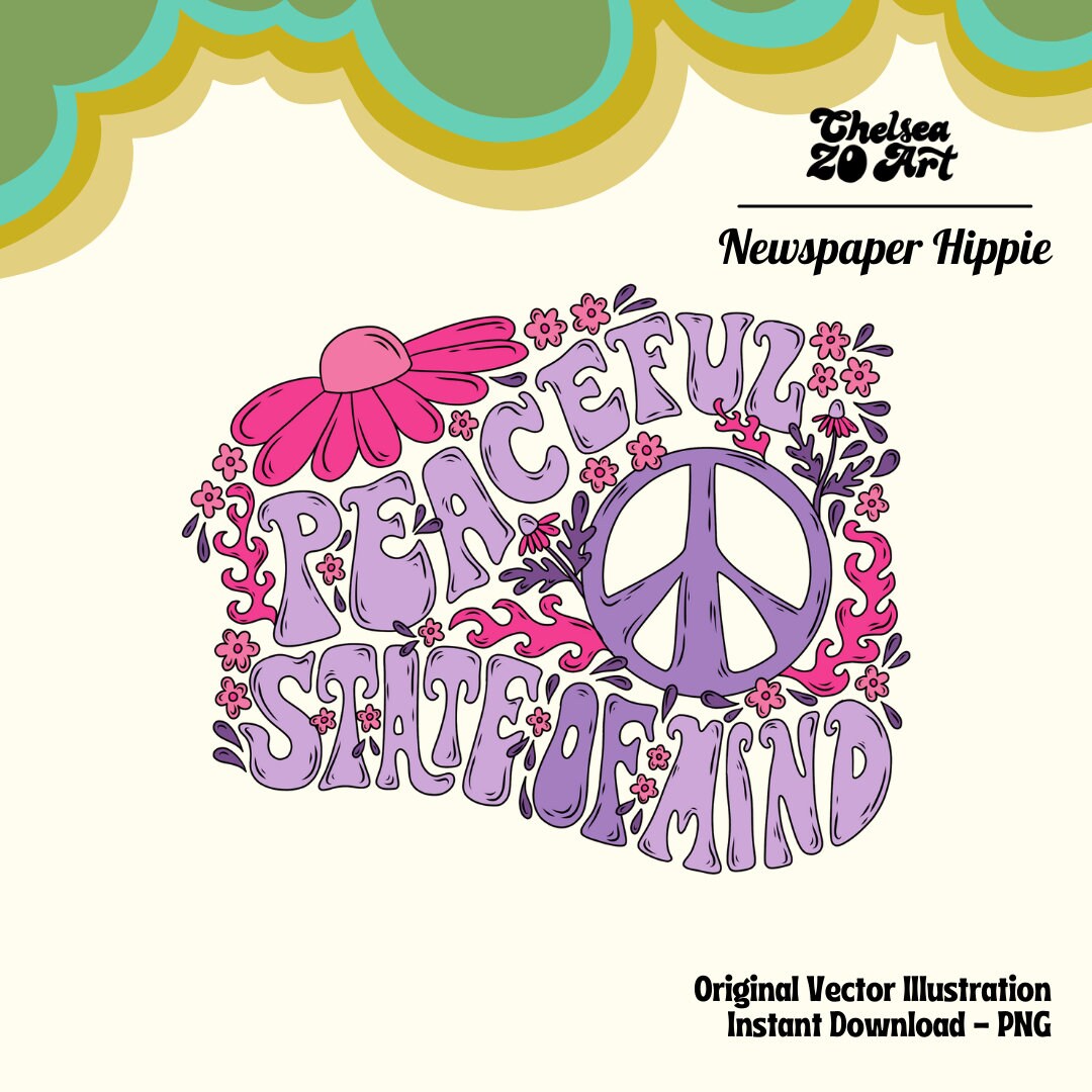 Peaceful State of Mind PNG Vintage, Retro, Funky - Etsy