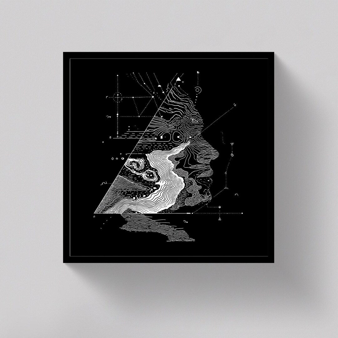 The Philosopher Digital Art Print, Cosmic Line Art Poster, Abstract ...