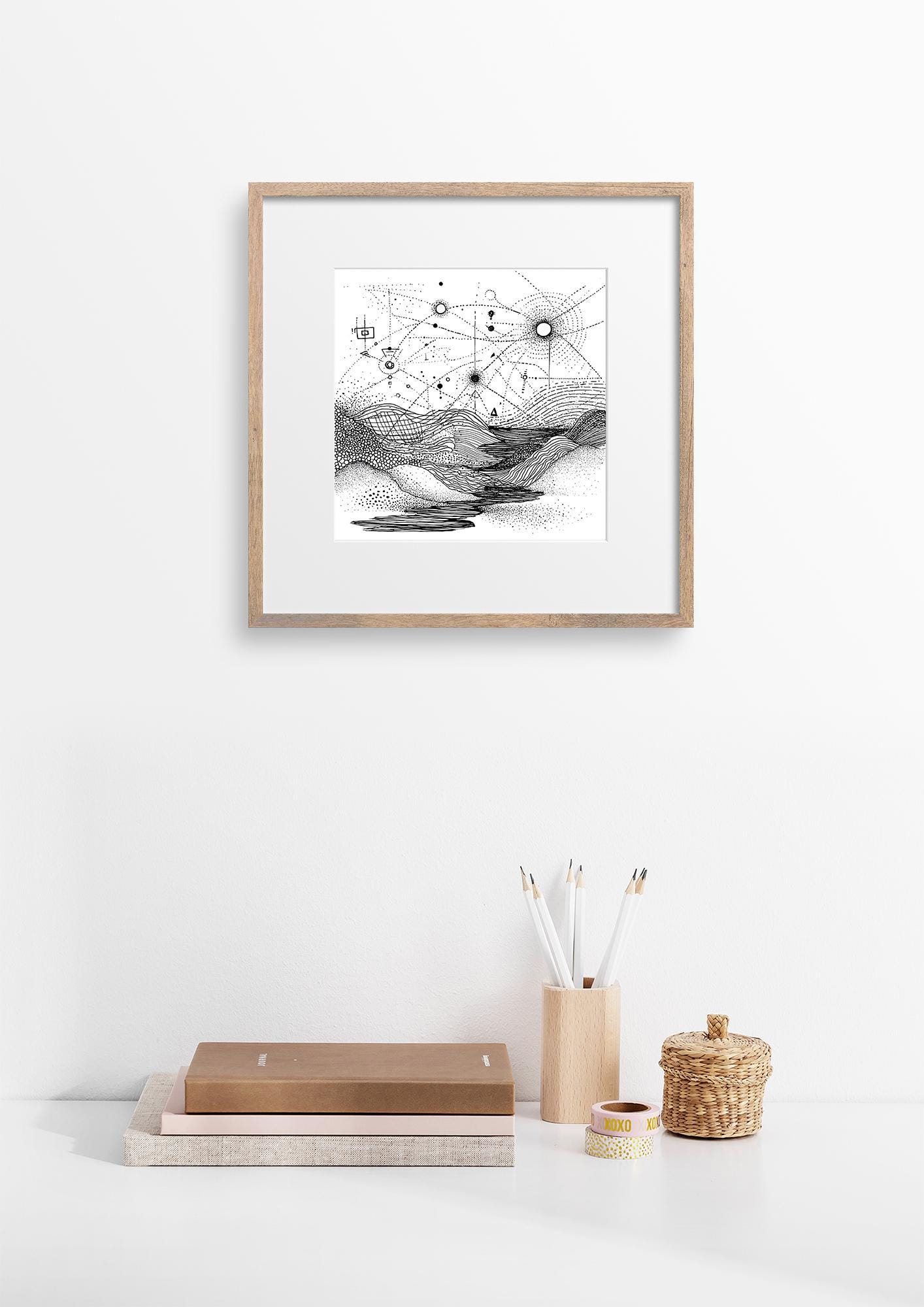 11 Square Cosmic Wall Prints, Sacred Geometry Art Bundle, Digital ...