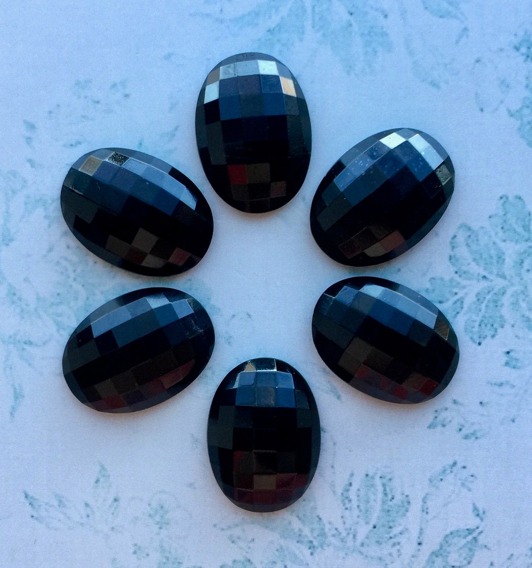 6 Pcs Vintage Glass Cabochons Black Cabochon 25x18mm Cabochon Checker ...
