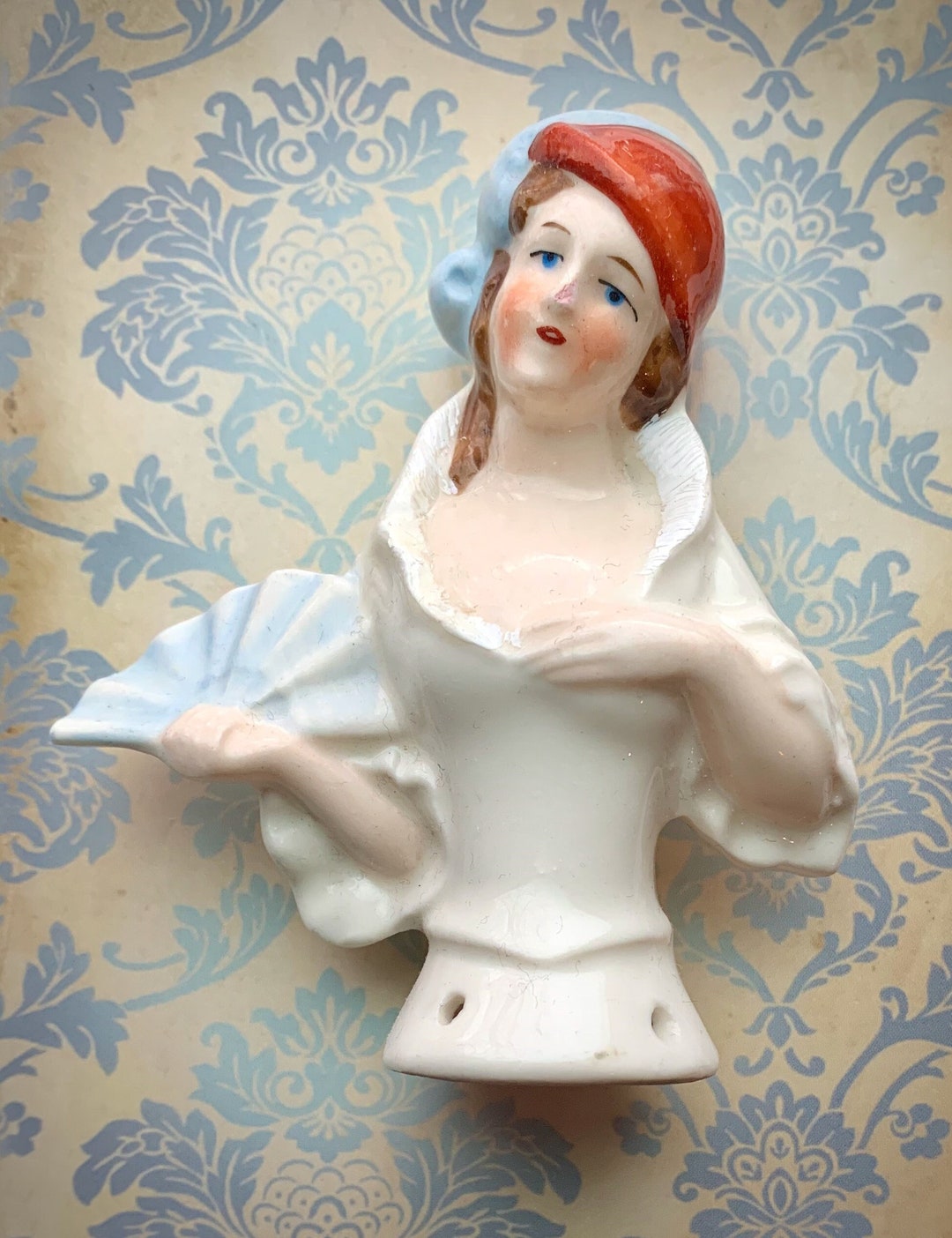 Antique Porcelain Half Doll Vintage German Pincushion Doll 1930s 1940s ...