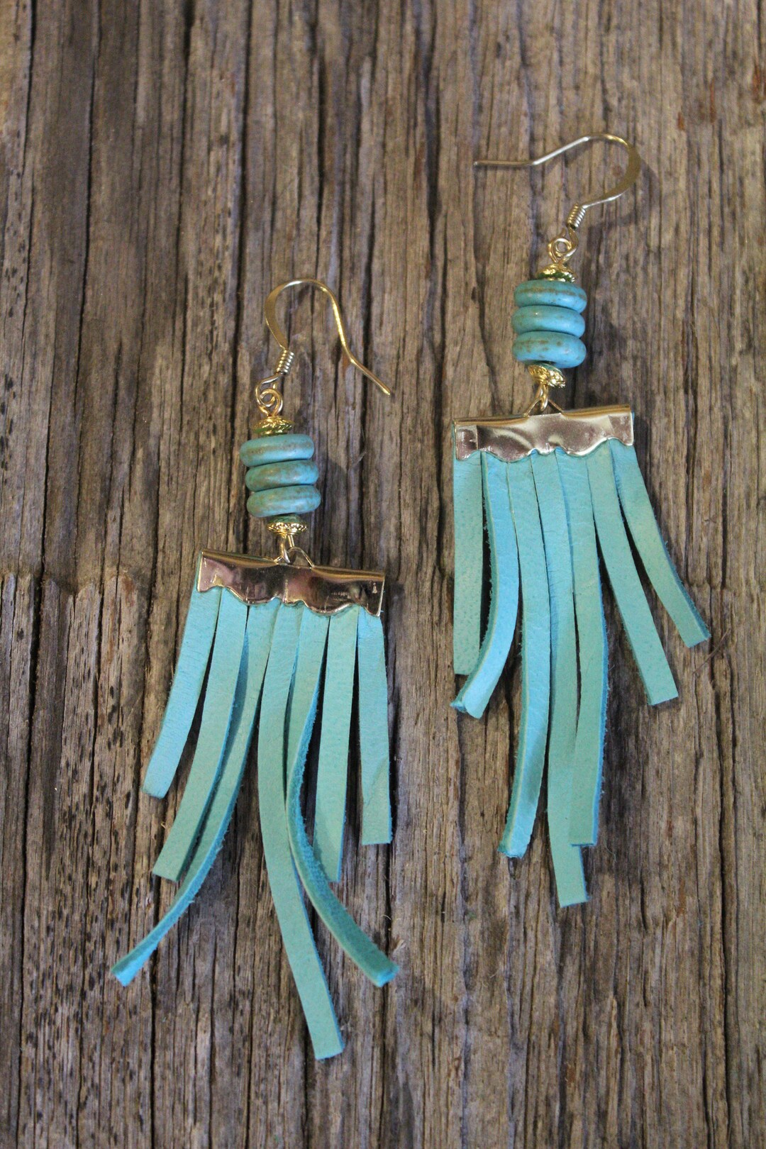 Turquoise Beaded Fringe Earrings - Etsy