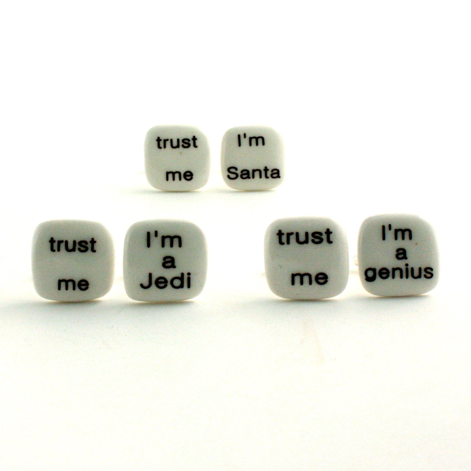 Jedi Cuff Links Porcelain Trust Me Fun Handmade Gift Present Men White ...