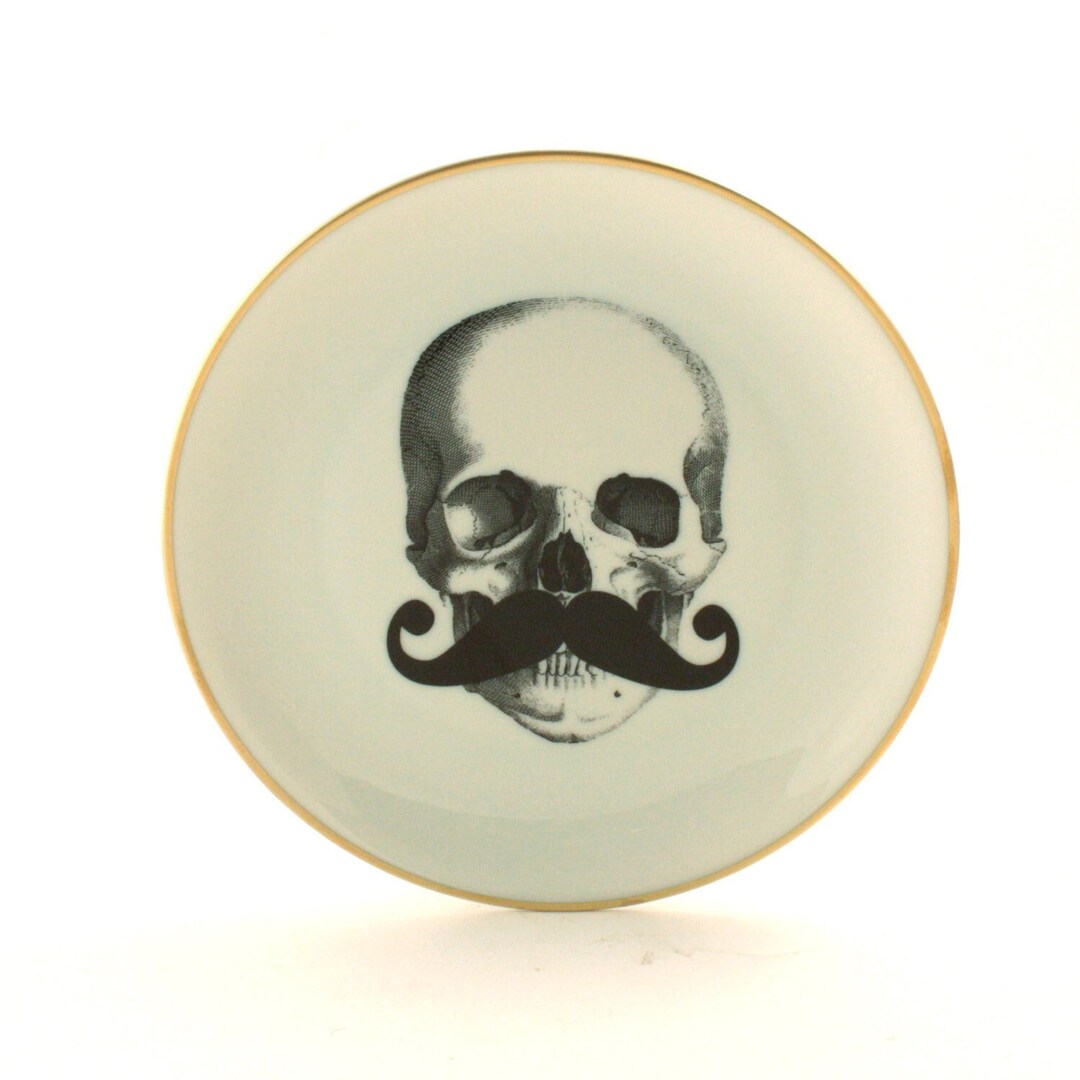 Skull Vintage Plate Dish 7.48 Porcelain, Halloween Table Art, Decor ...