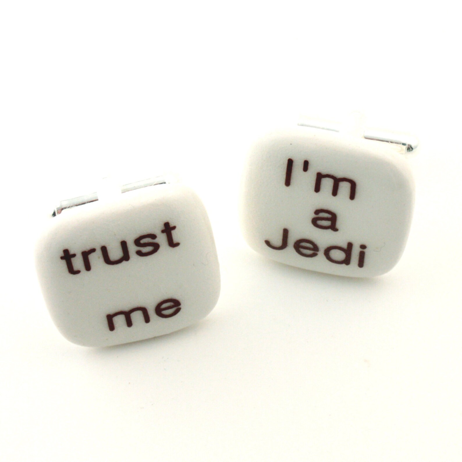 Jedi Cuff Links Porcelain Trust Me Fun Handmade Gift Present Men White ...