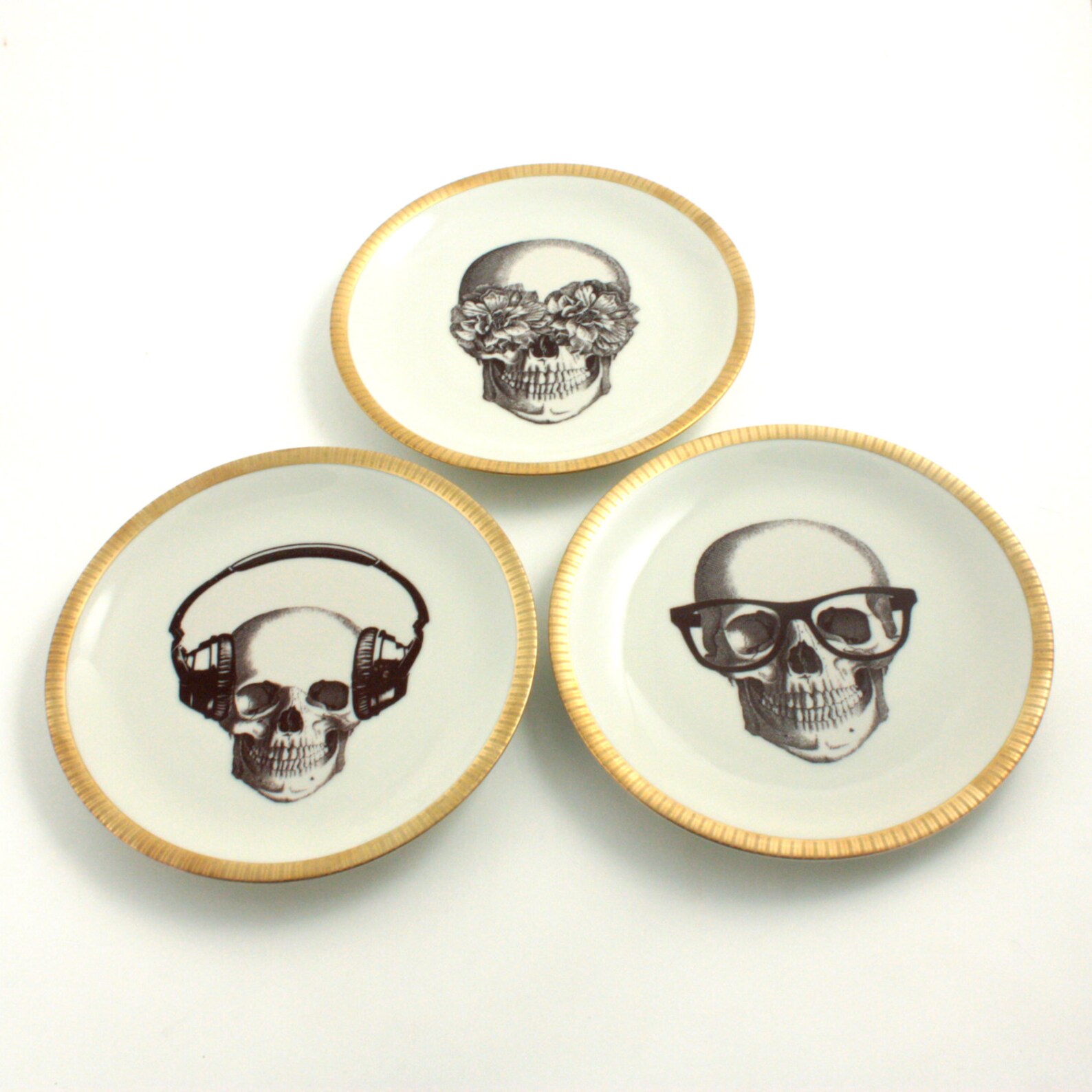 Skull Vintage Plate Dish 7.48 Porcelain Halloween Table - Etsy