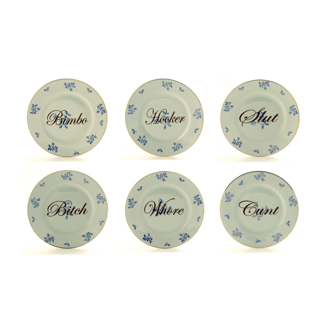SALE Floral Rude Tea Party, Bridal Party, 6 Plates Set, Wedding Gift ...