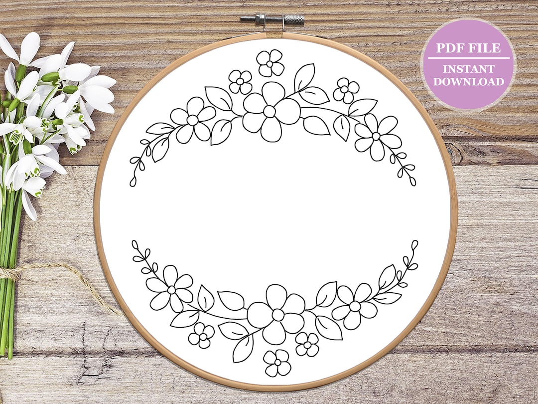 Embroidery Frame Floral Template Embroidery Elements, Design Pattern ...