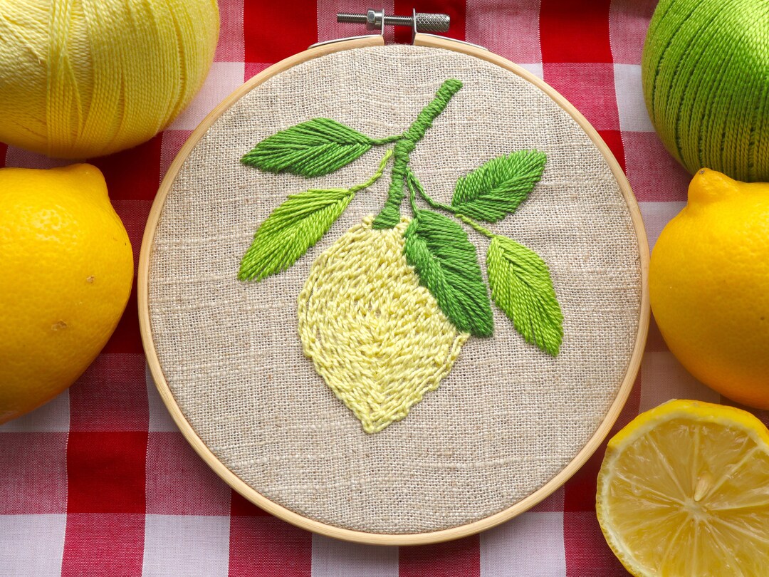 Italian Lemon Embroidery, Hand Embroidery PDF Stitch Pattern, Includes ...