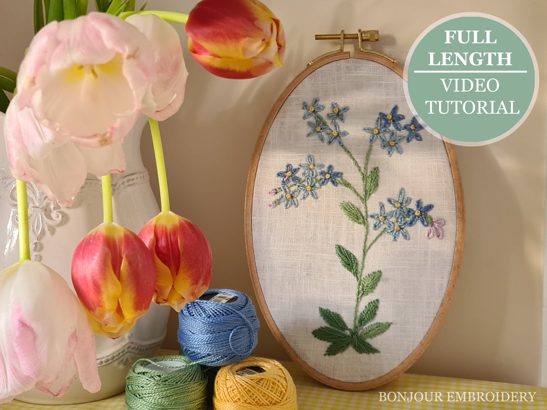 Forget-me-not Hand Embroidery Pattern, You Tube Video Tutorial ...