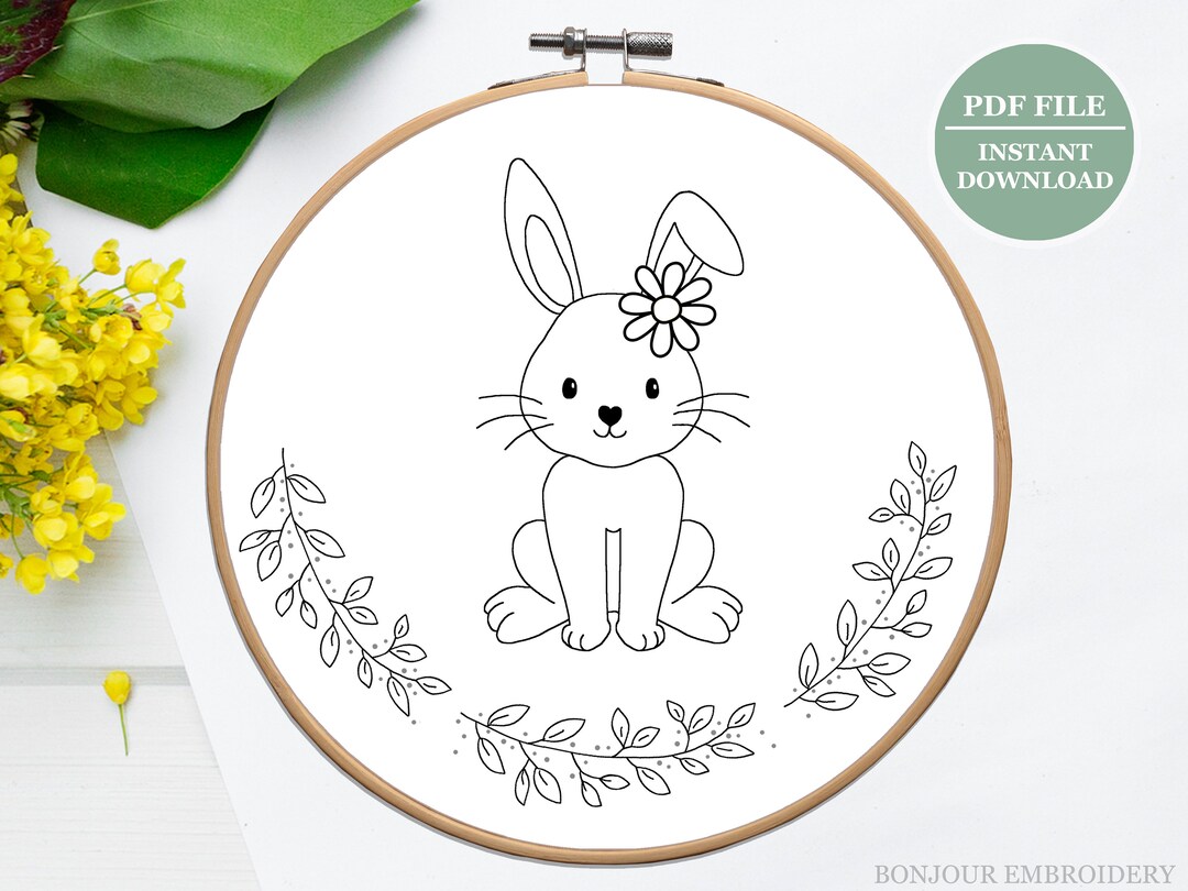 Easter Bunny, Bunny Hoop Art, Rabbit DIY Craft, Easter Craft Design ...