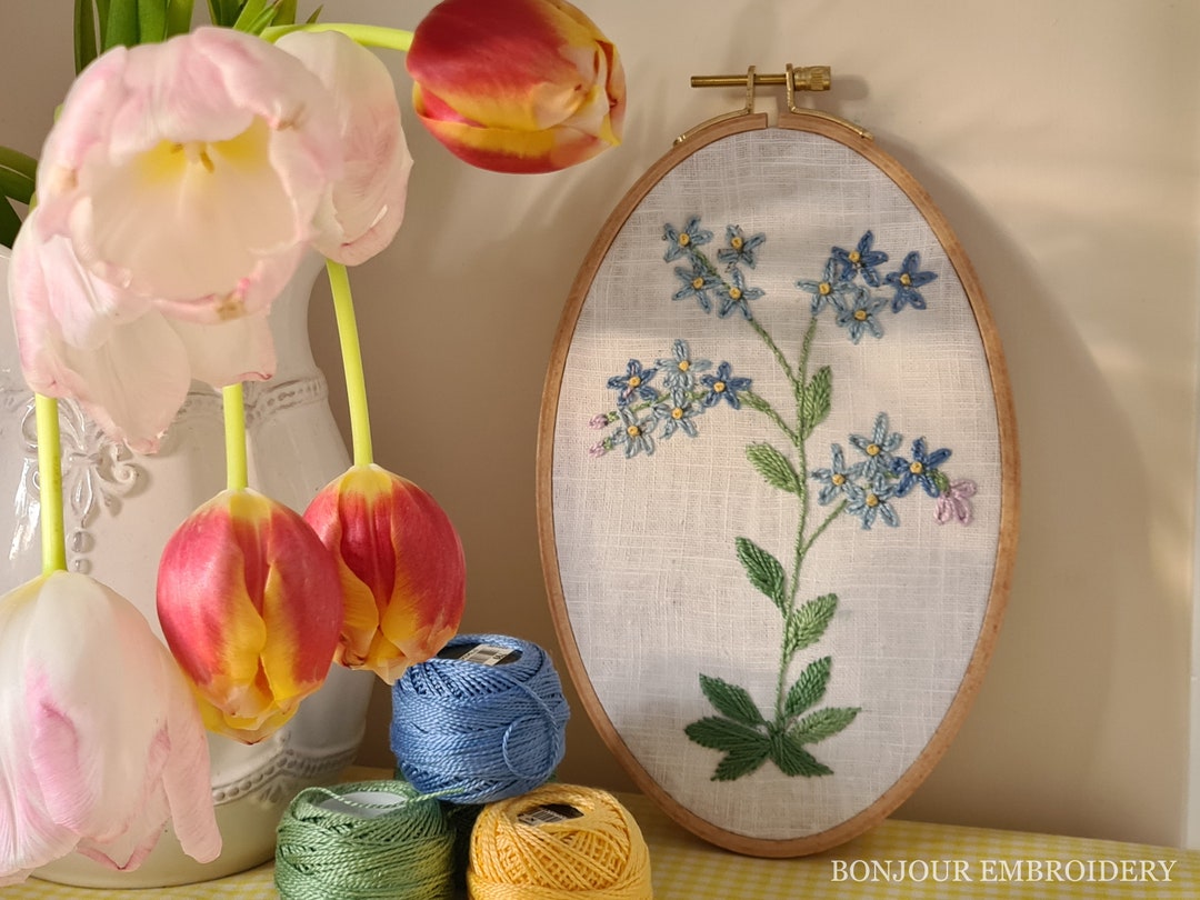 Forget-me-not Hand Embroidery Pattern, You Tube Video Tutorial ...