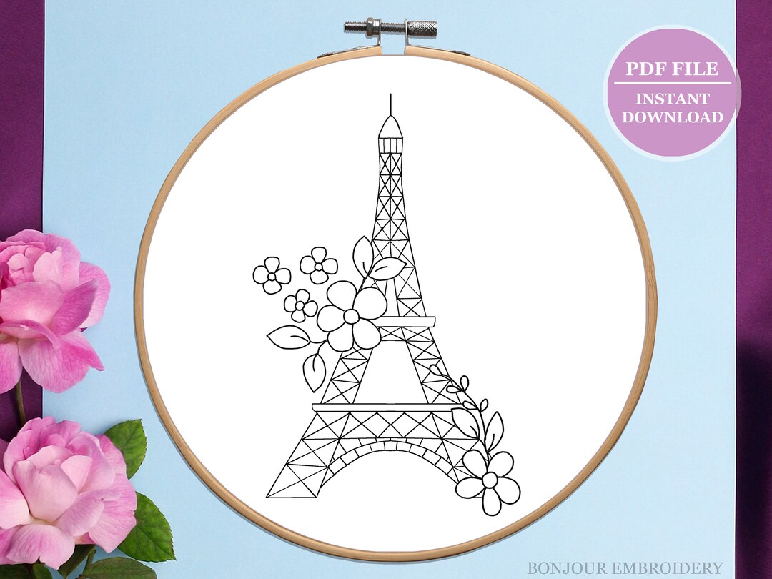 Eiffel Tower Embroidery, Paris Template, French Embroidery, DIY Gift ...