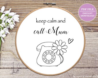 Mum Embroidery Template, Mom Design Pattern, Floral Embroidery Pattern ...