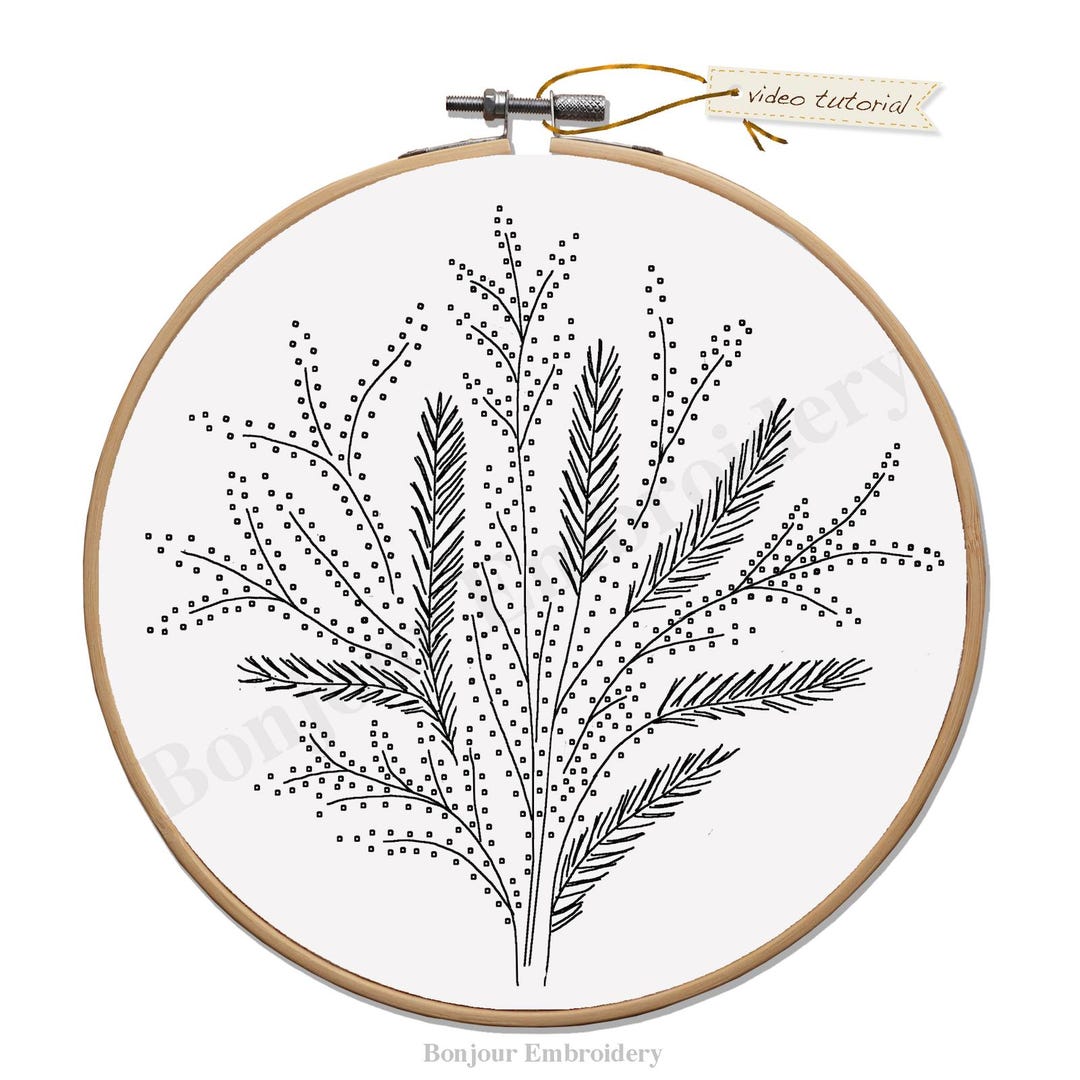 Mimosa Floral Template PDF, Botanical Flower Transfer Outline ...