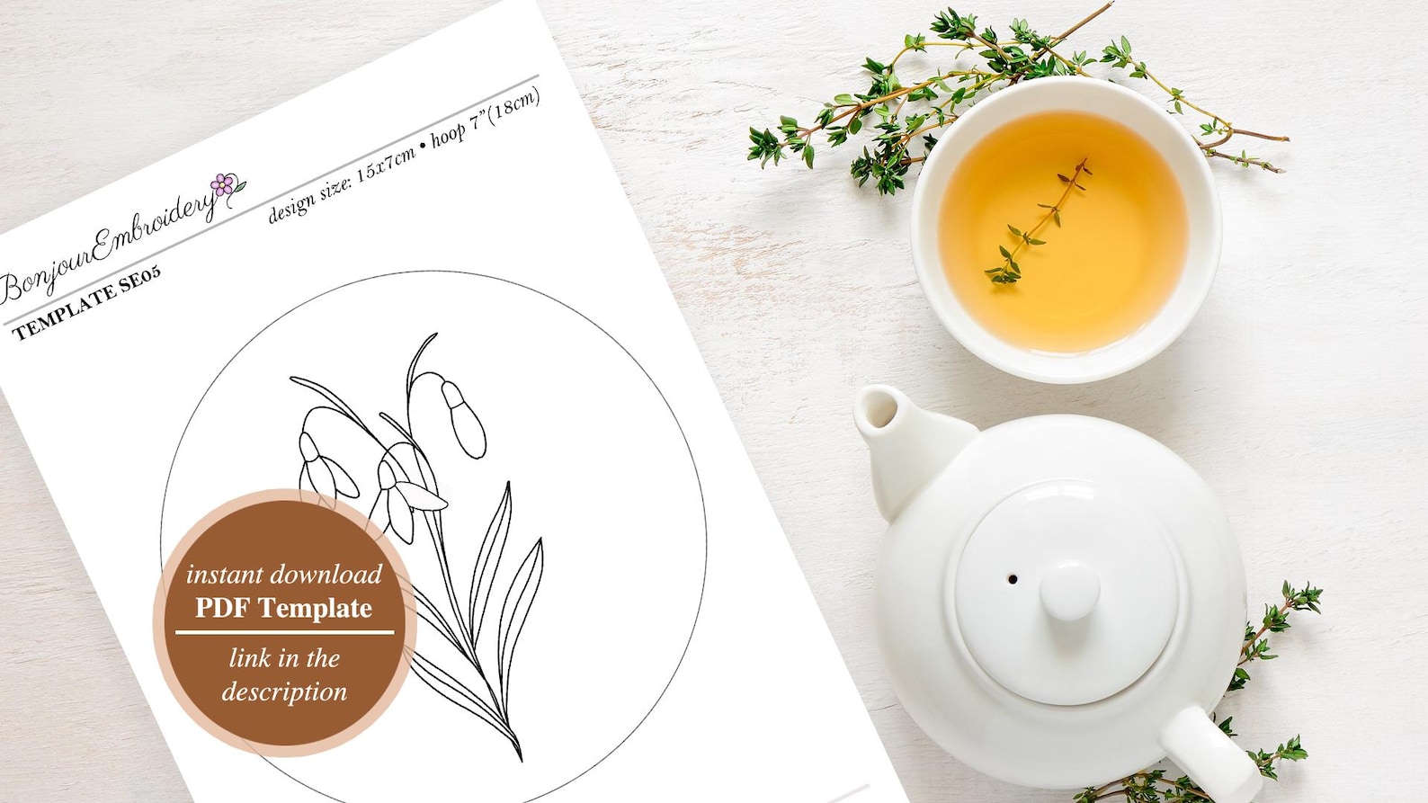 Snowdrop Hand Embroidery Spring Template Snowdrops Illustration Flower Design Snowdrop Hoop Art ...