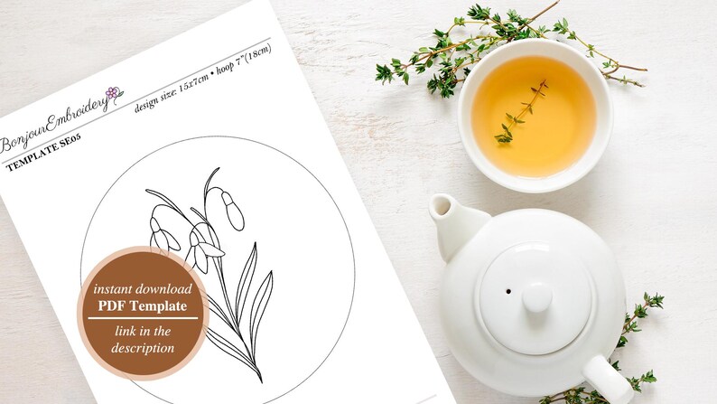 Snowdrop Hand Embroidery Spring Template Snowdrops Illustration Flower ...