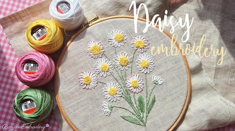 Daisy Hand Embroidery Daisy Flowers Template Spring Summer Embroidery ...