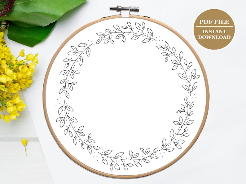 Embroidery Wreath, Leaf Template, Wreath Design, Hand Embroidery Leaves ...