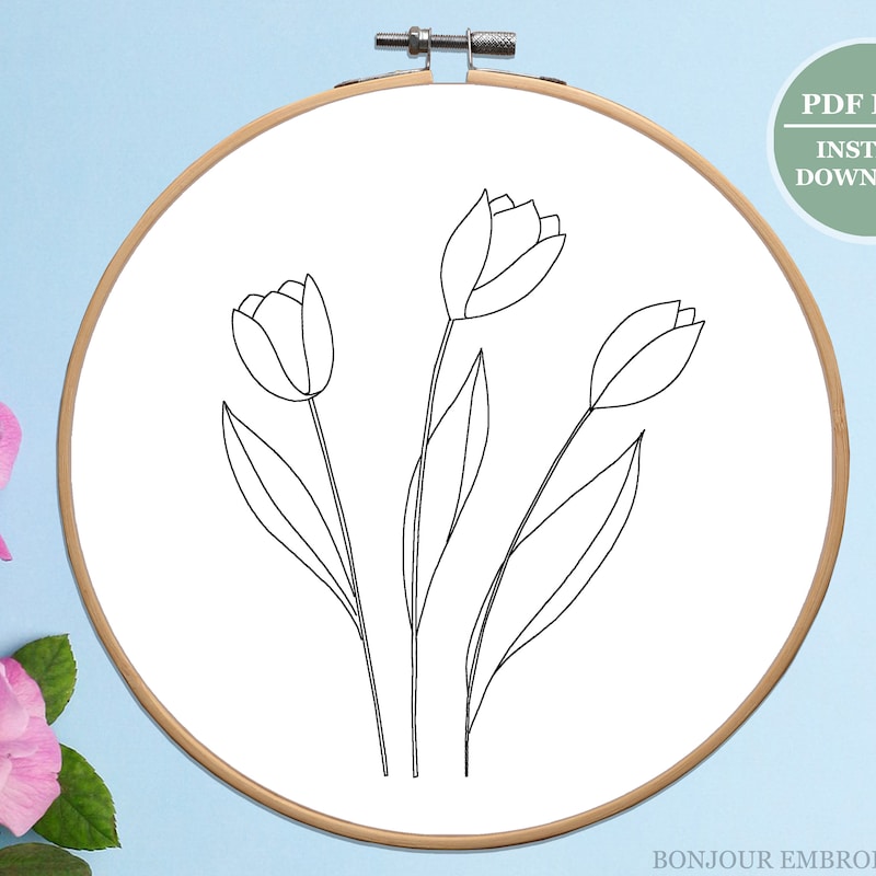 Tulip Embroidery - Etsy