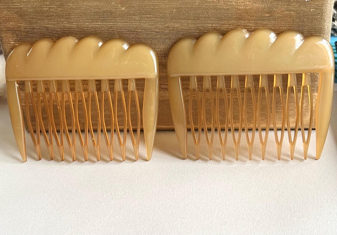 Vintage 1980s Hair Combs Set of 2 RARE MODA-B Light Brown, Made in ...