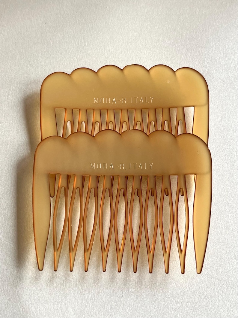 Vintage 1980s Hair Combs Set of 2 RARE MODA-B Light Brown, Made in ...