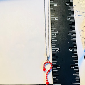 Question Mark Necklace New 1980 Vintage Jewelry Groovy Red Sparkly ...