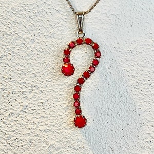 Question Mark Necklace New 1980 Vintage Jewelry Groovy Red Sparkly ...