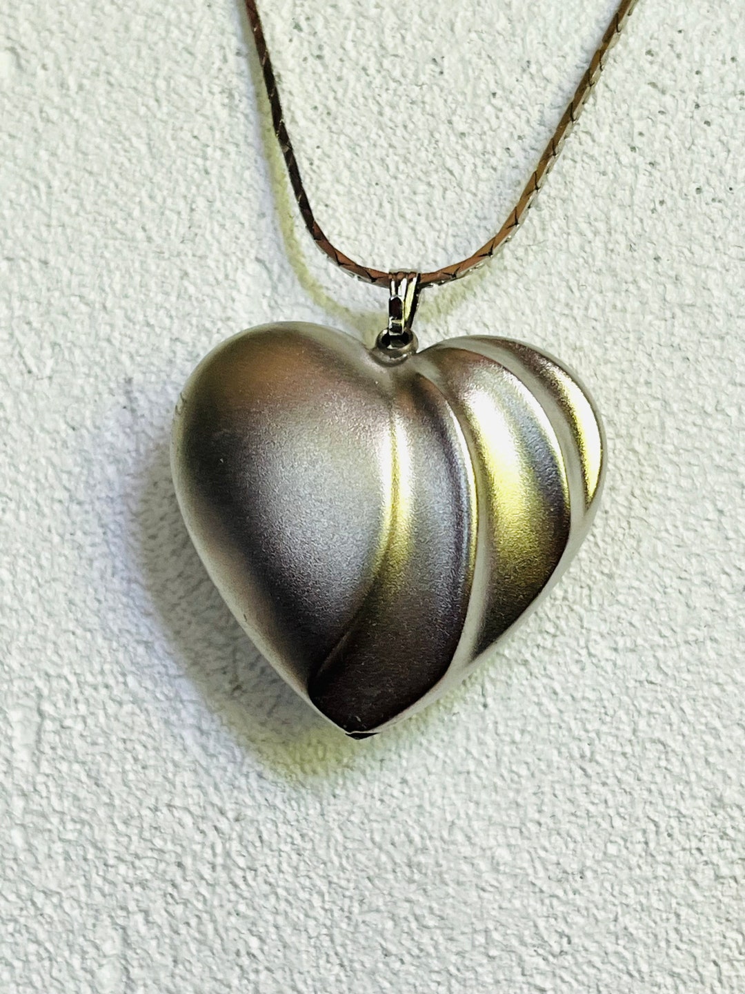 Vintage Puffed Heart Necklace 1980s Jewelry Party Necklace Love ...