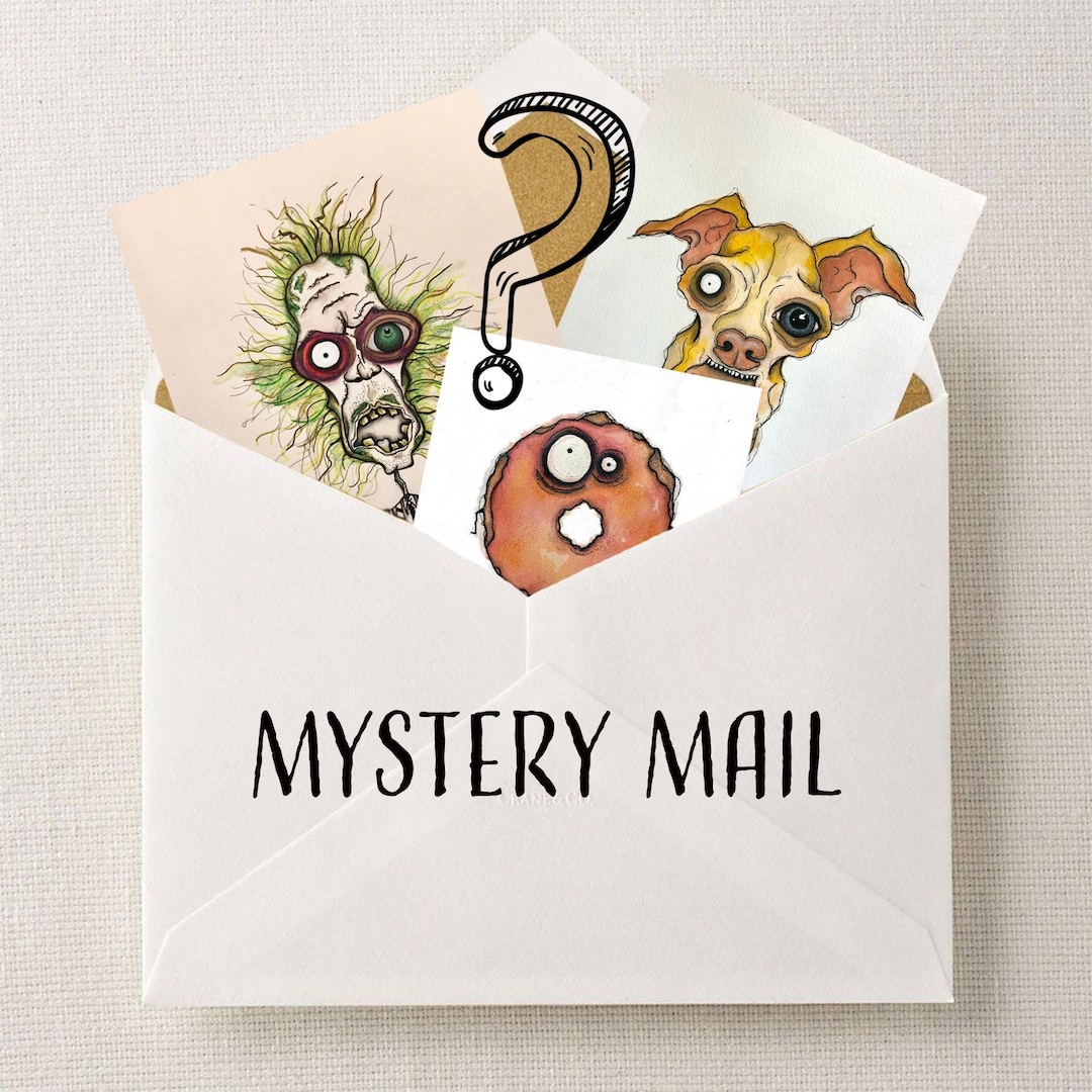 Art Mystery Mail Original Drawing Postcard Sticker - Etsy