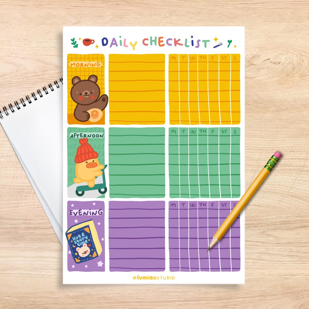 Daily Checklist for Kids Editable, Daily Routine Chart, to Do List ...