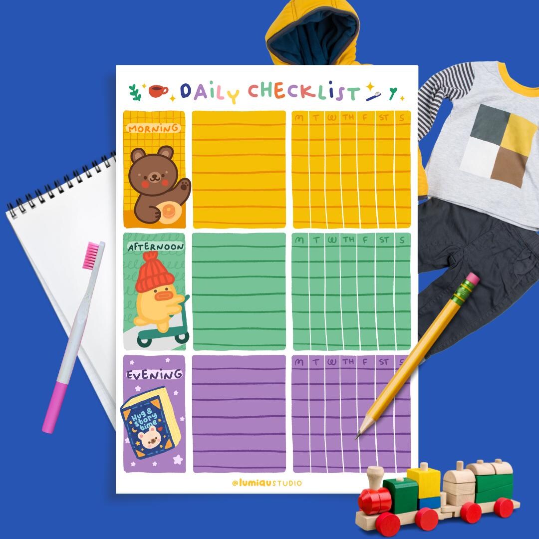 Daily Checklist for Kids Editable, Daily Routine Chart, to Do List ...