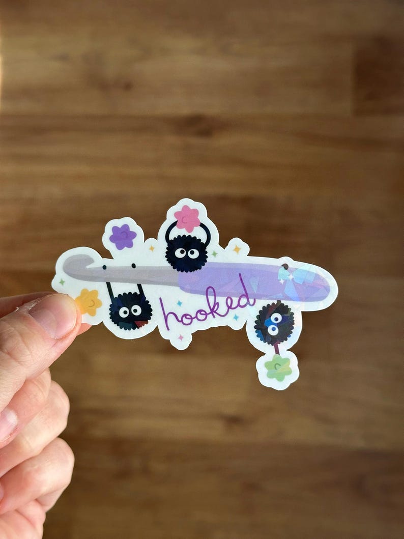 Crochet Soot Sprites Spirited Away - Vinyl Sticker | Holographic Finish ...
