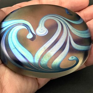 Robert Eickholt Blue Swirl Iridescent Heart Hand-blown Glass ...