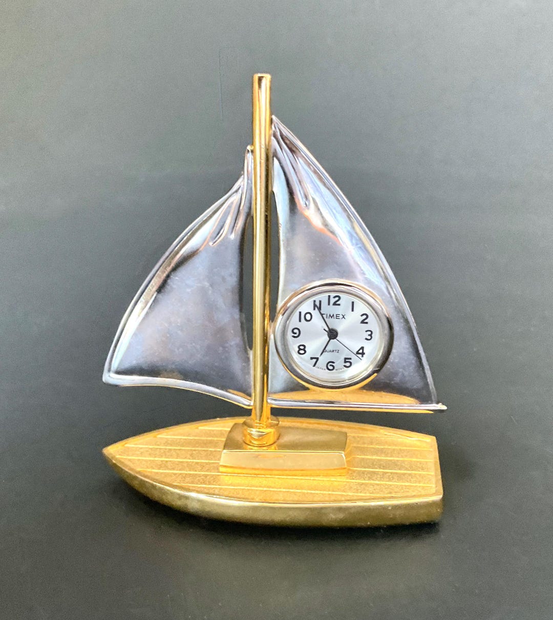 Timex Clock Collectors - Mini Sailboat , Silver and Gold Metallic ...