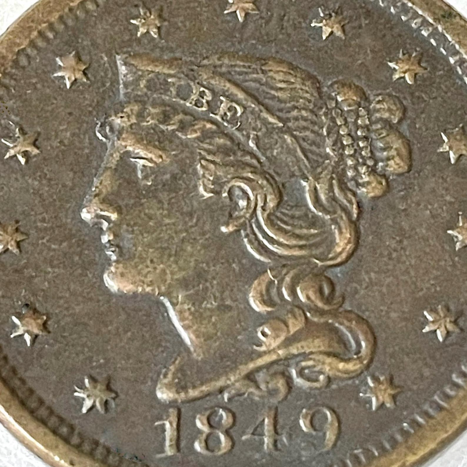 1849 United States Braided Hair Copper Penny U.S. Mint, Condition is ...