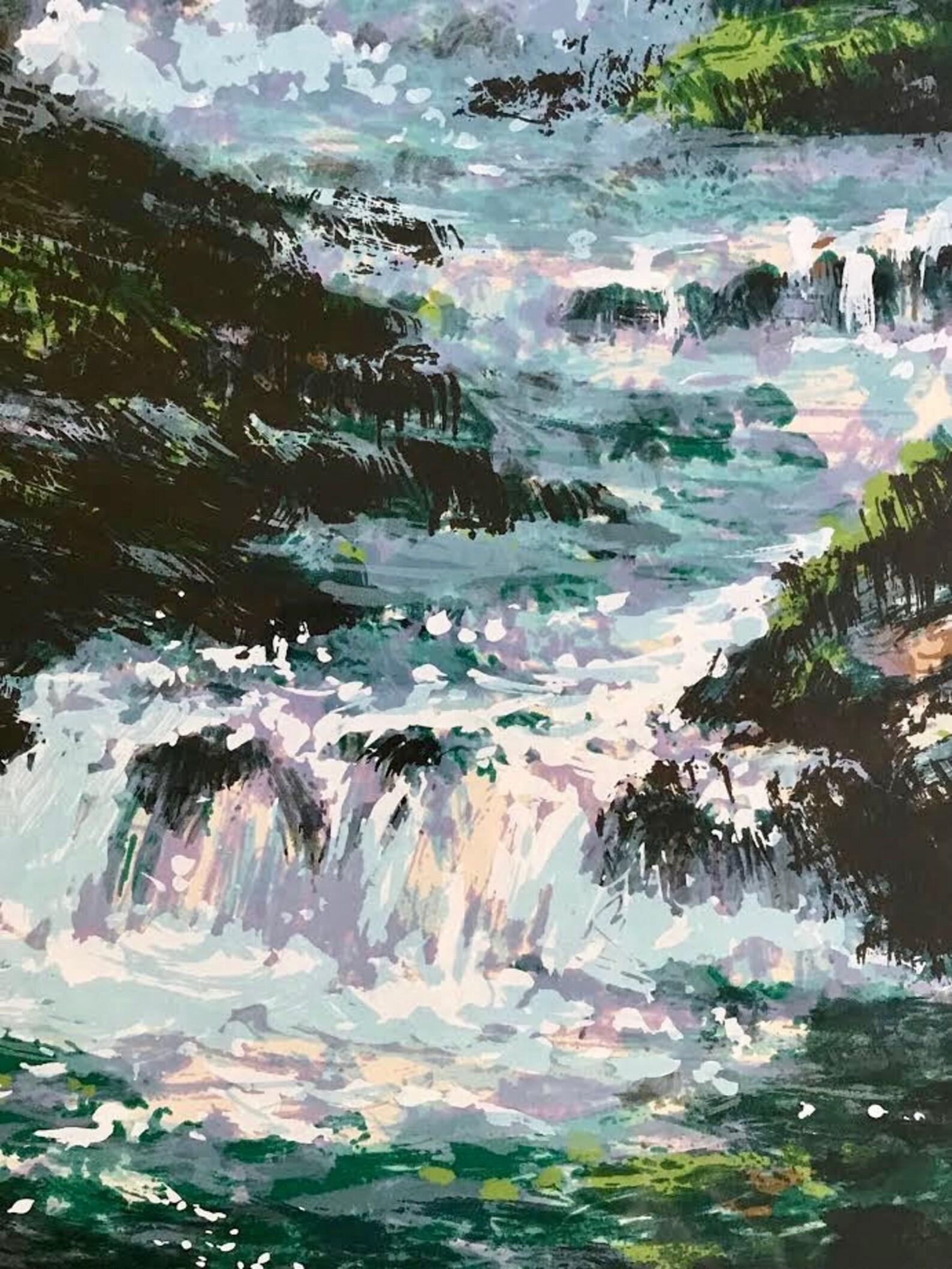 Gary Hinte - "waterfall", Vintage Mid-century Modernist, Hand Signed ...