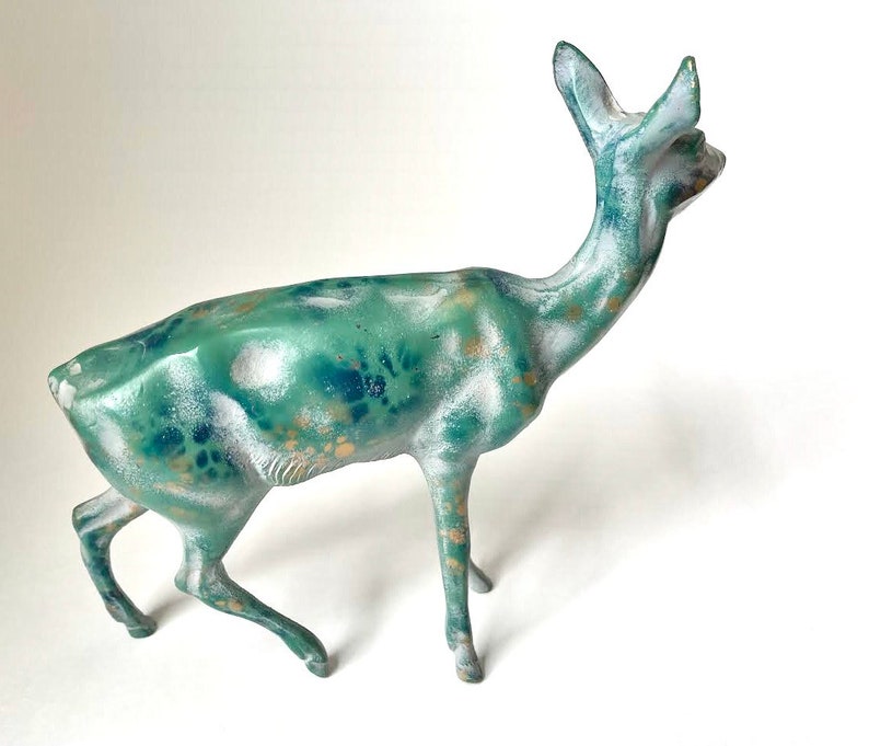 Painted Cast Metal Sculpture of Doe Made in Japan by Toyo 7 - Etsy